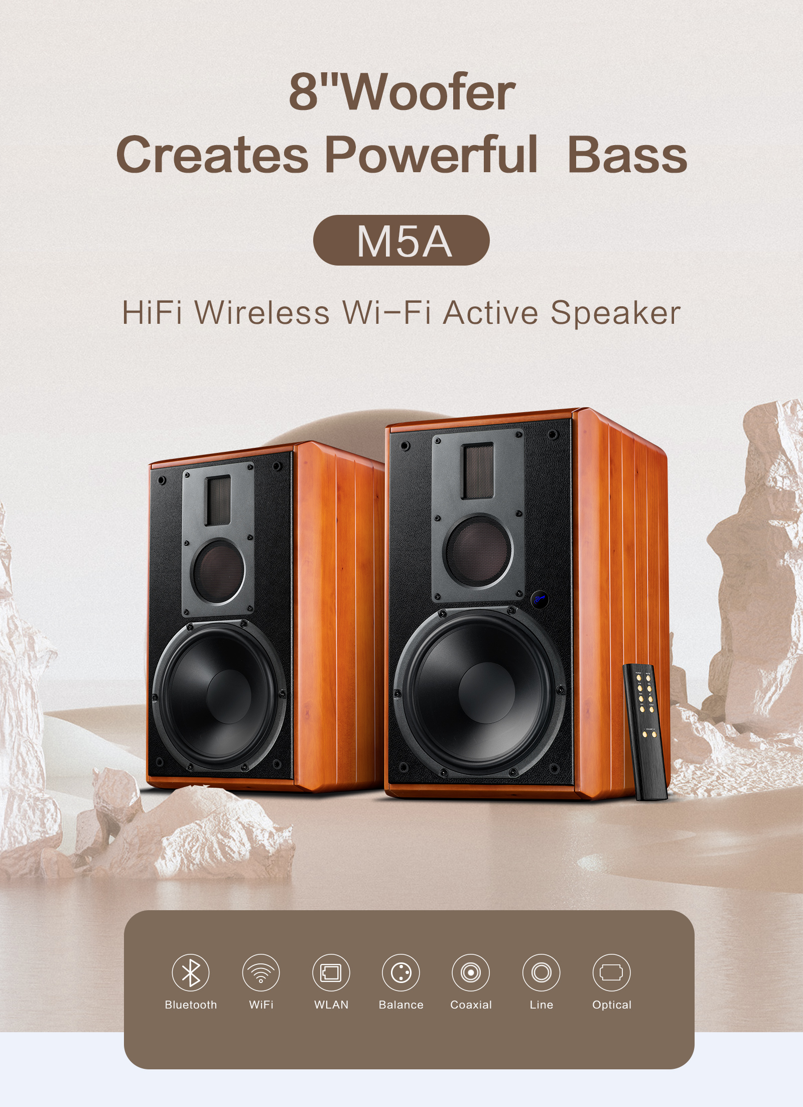 HiVi Swans M5A – Active 3-Way Hi-Res Bookshelf Speakers (510W, Wi-Fi ...