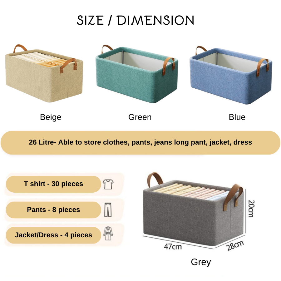 Foldable Clothes Storage Box With steel frame Clothes Organizer ...