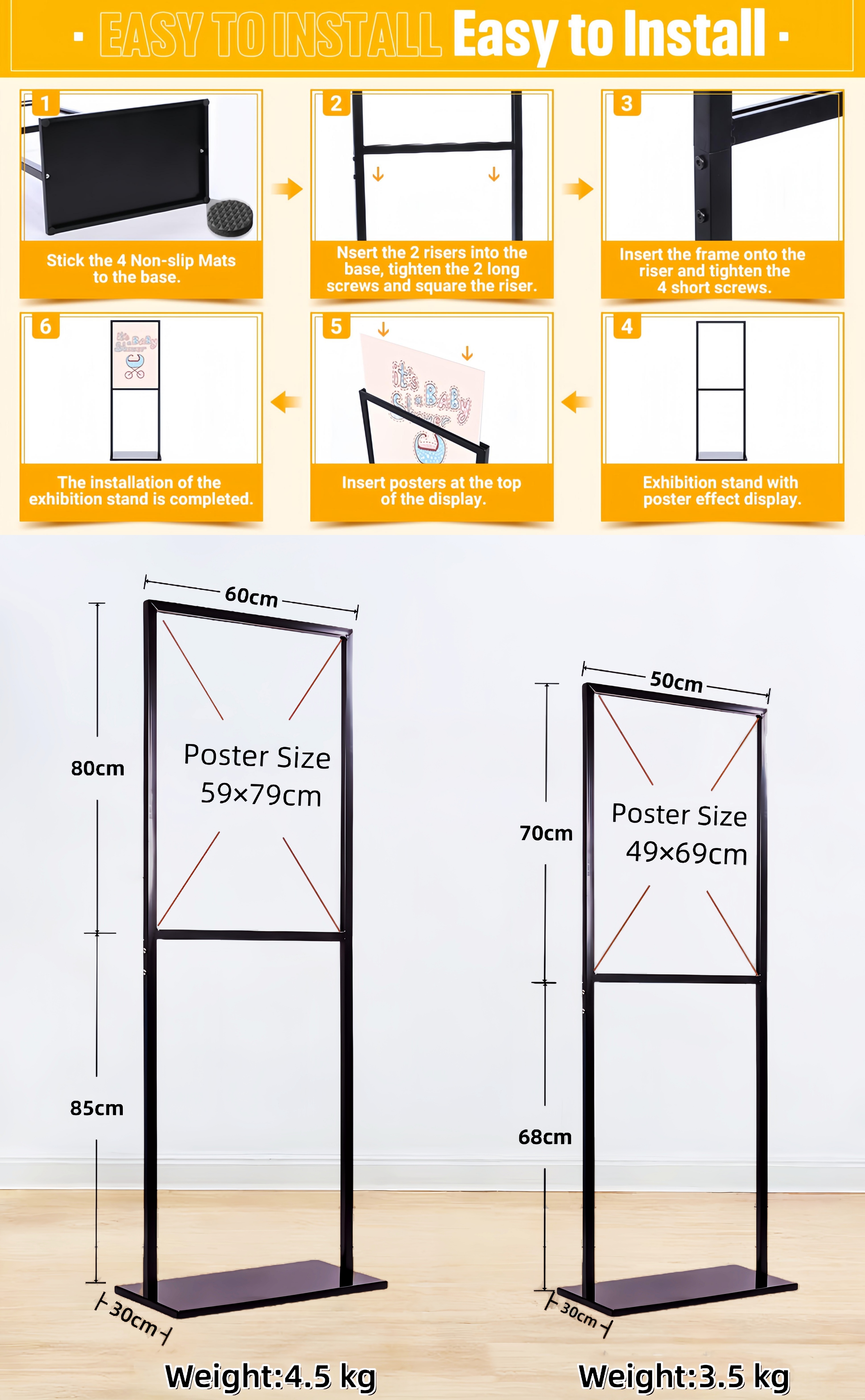 Metal Poster Display Stand Heavy Duty Signage Stand Advertising Board ...