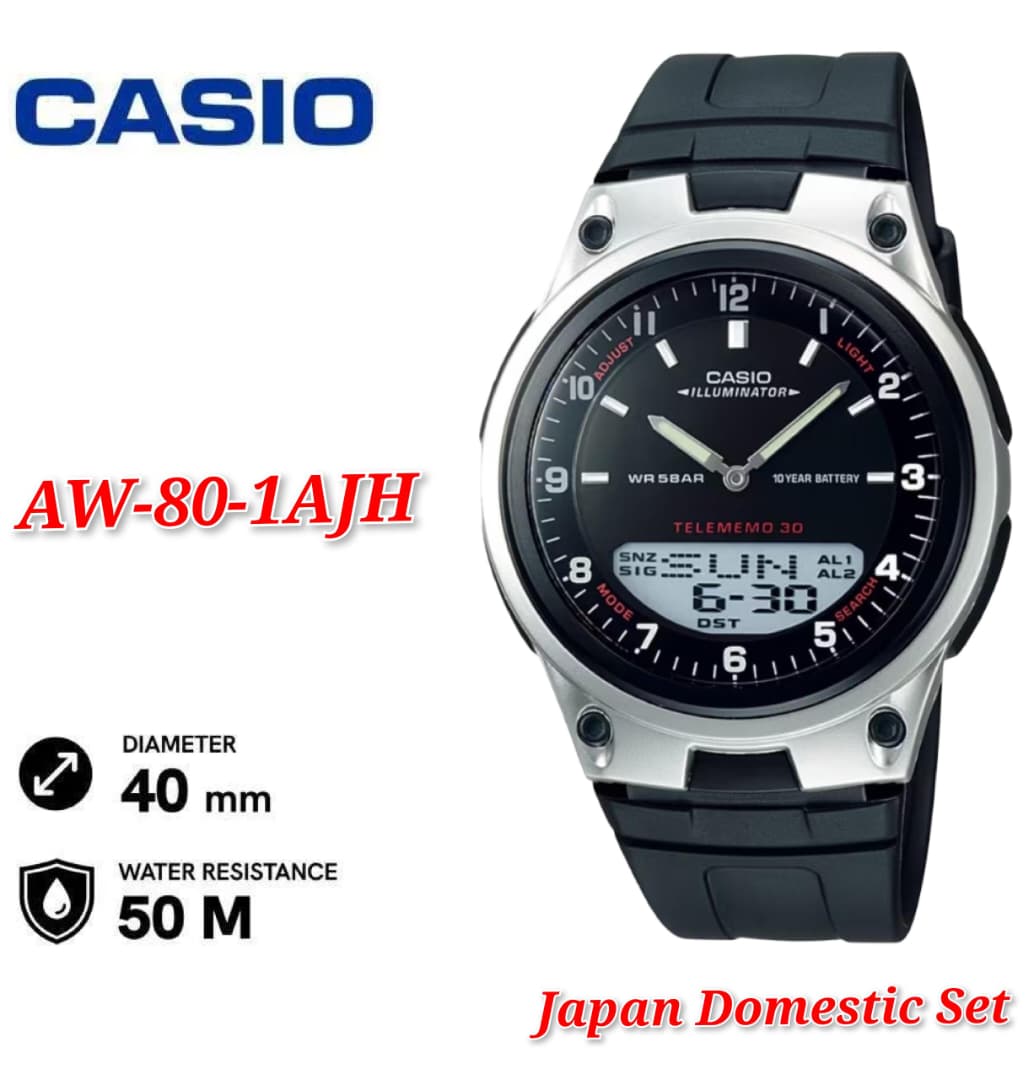 (Japan Domestic Set) Casio AW-80-1AJH Youth Analog-Digital 10-year battery life Resin Strap ...