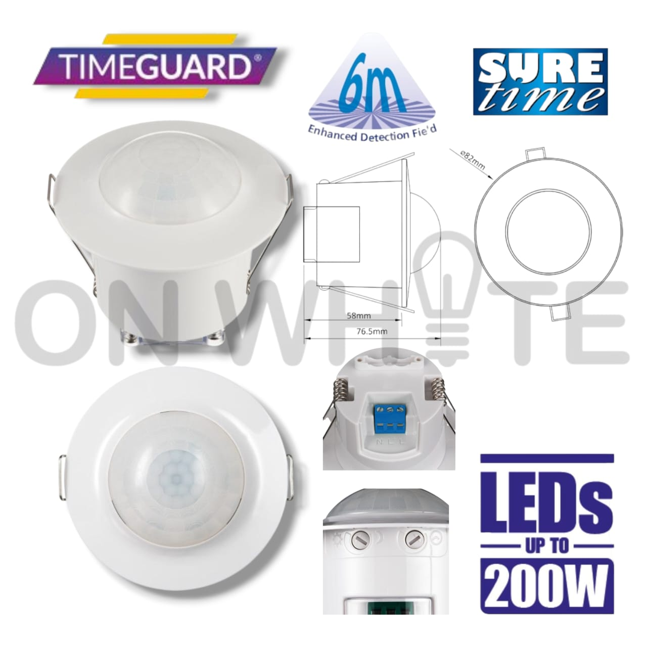 TIMEGUARD/SURETIME 360 FLUSH MOUNT PIR MOTION SENSOR RECESS TYPE ...