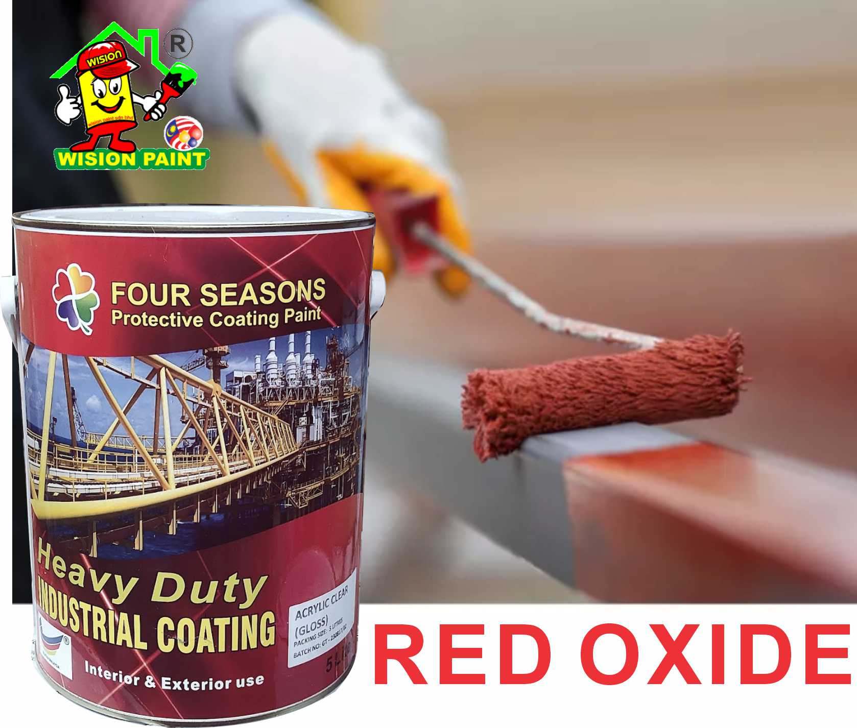 5L RED Oxide Primer Protective Coating ( 5 Litre ) FOUR SEASONS 5L ...