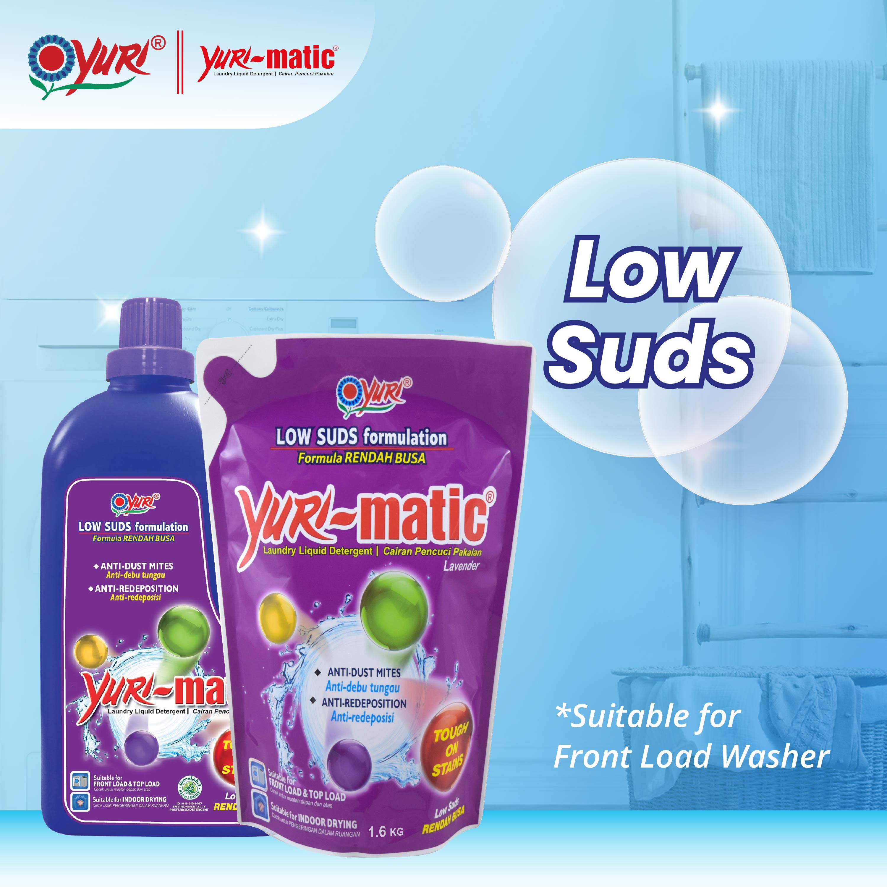 [Carton Deal] Yuri-matic Antibacterial Laundry Detergent 2.8Kg x6 (Free ...