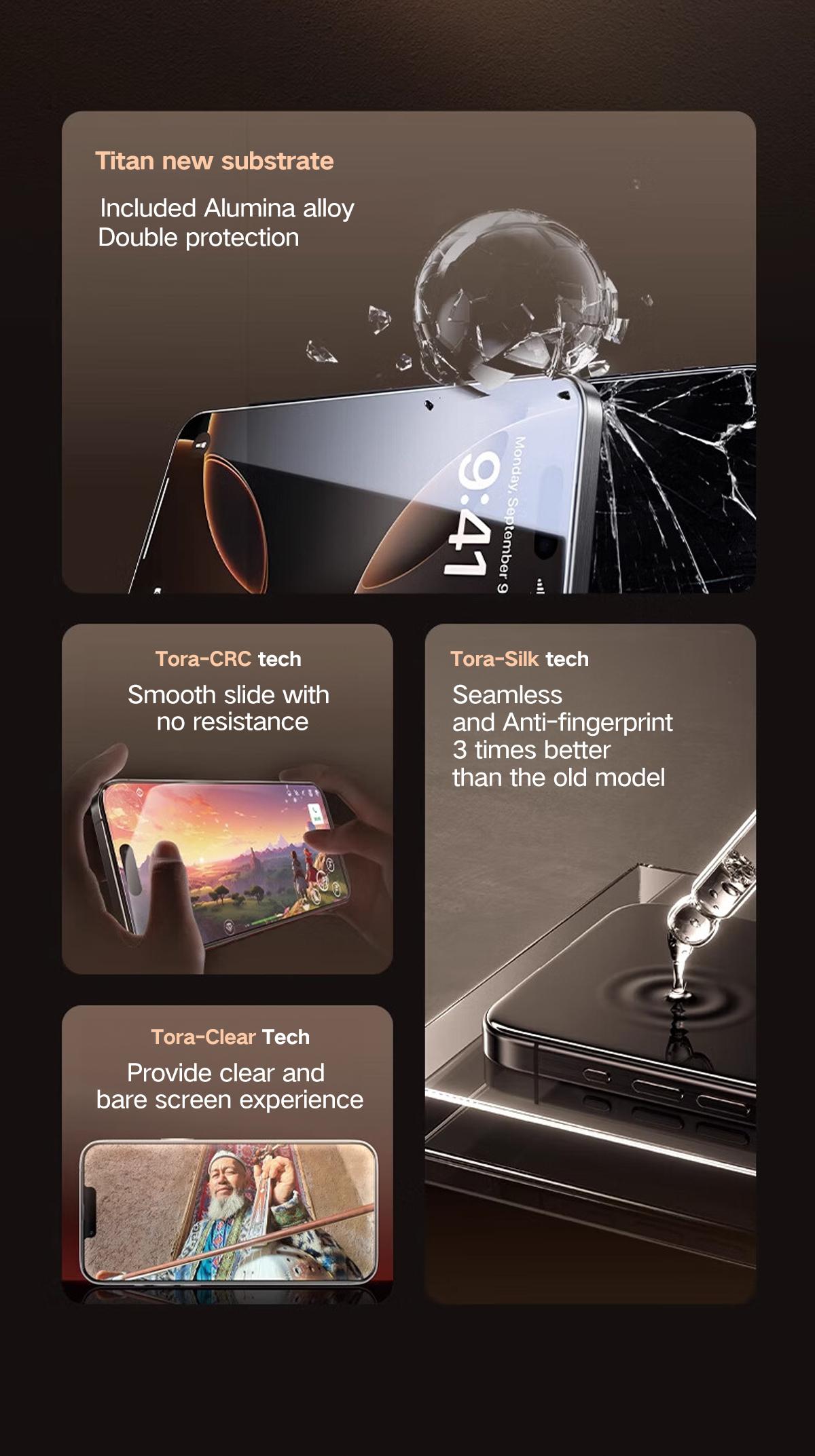 TORRAS Titan 3D Screen Protector 9H+ Full Coverage Military-Grade ...