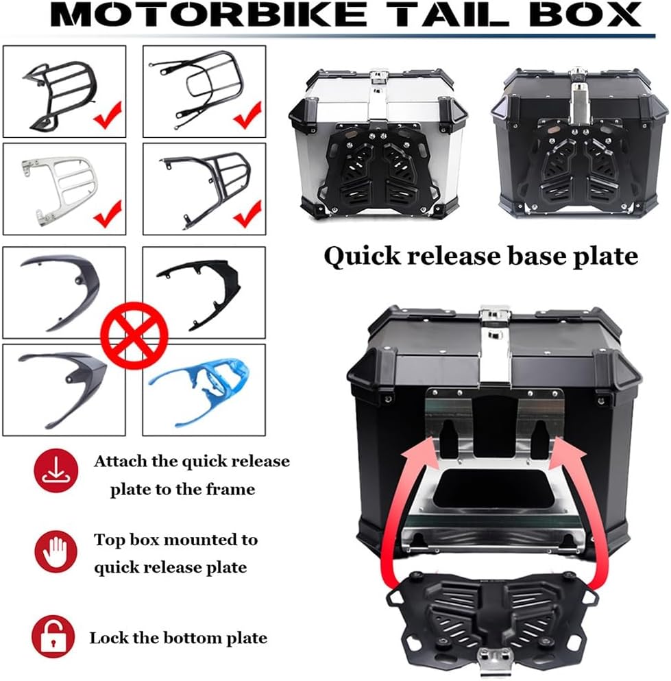 Aluminium Top Box X Design Kotak Motosikal Peti Aluminum 36L/45L ...