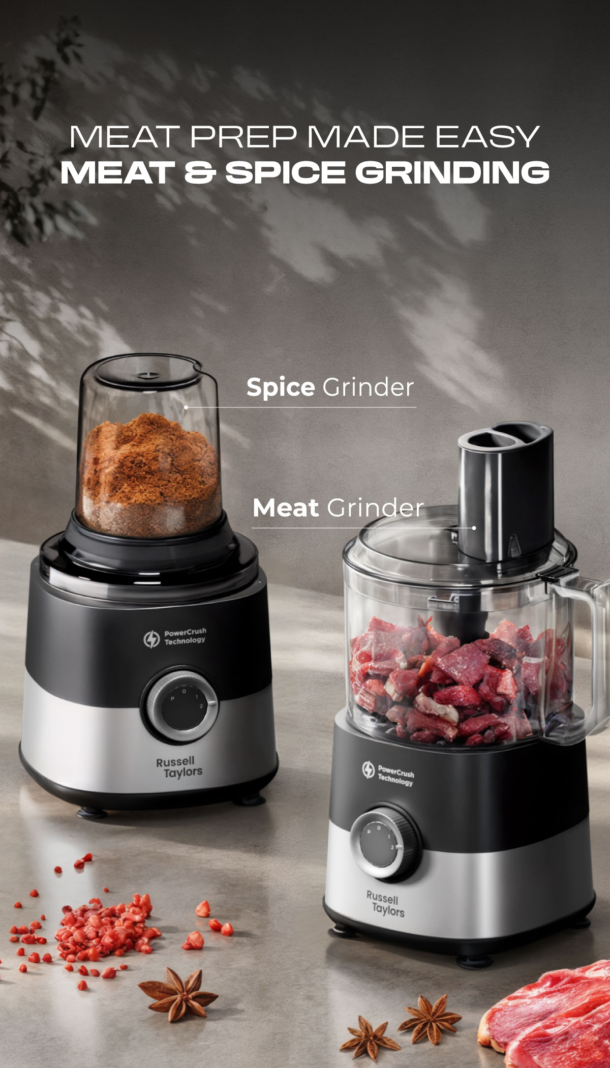 Russell Taylors PowerCrush 9-in-1 Food Processor 1.5L 750W FP6 (Blend ...