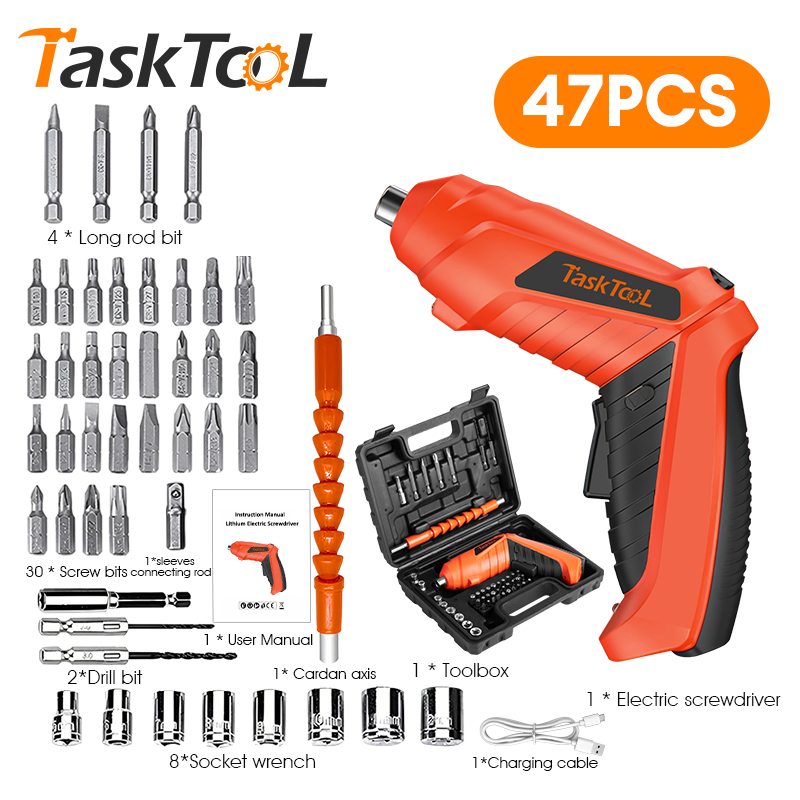 TASKTOOL Electric Foldable Screwdriver 90-Degree Rechargeable 1200mAh ...