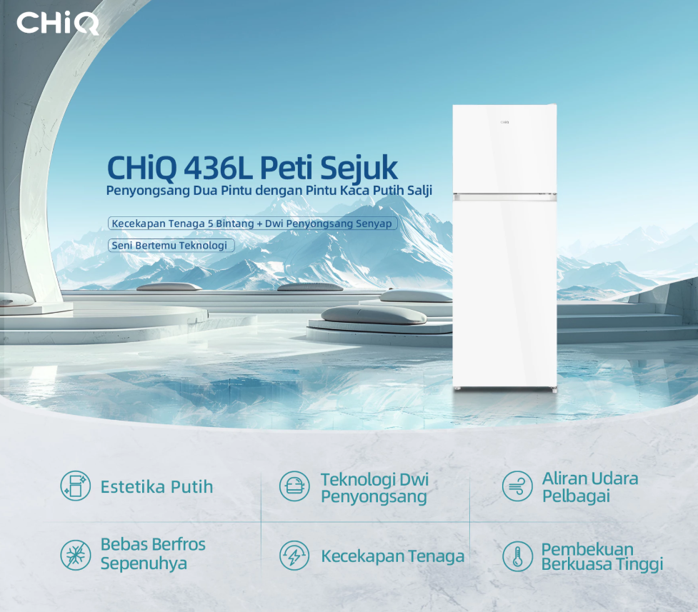 CHiQ 436L 2 Door Smart Inverter Multi Air Flow Refrigerator (BLACK ...
