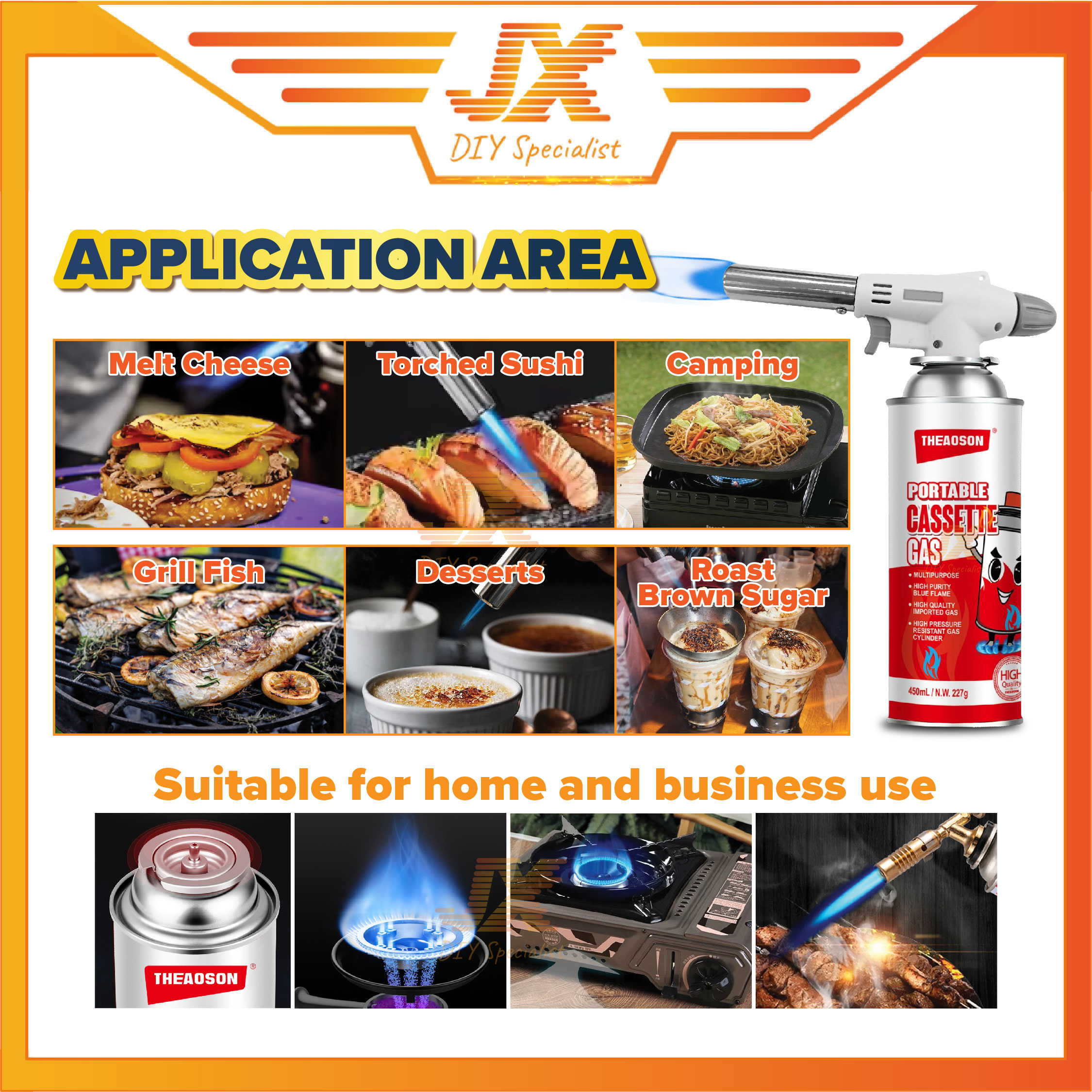 Camping Gas Torch Butane Burner Welding Fire Maker Flame Gun Multipurpose Torch Gun Welding ...