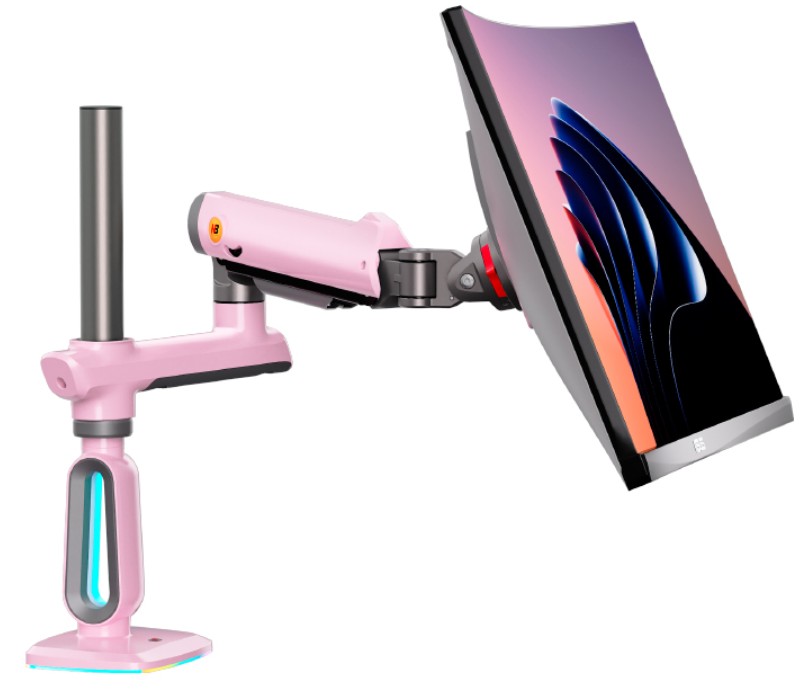 J7 Pastel Pink Gaming Monitor Arm with RGB Lighting – Fits 32" to 60 ...