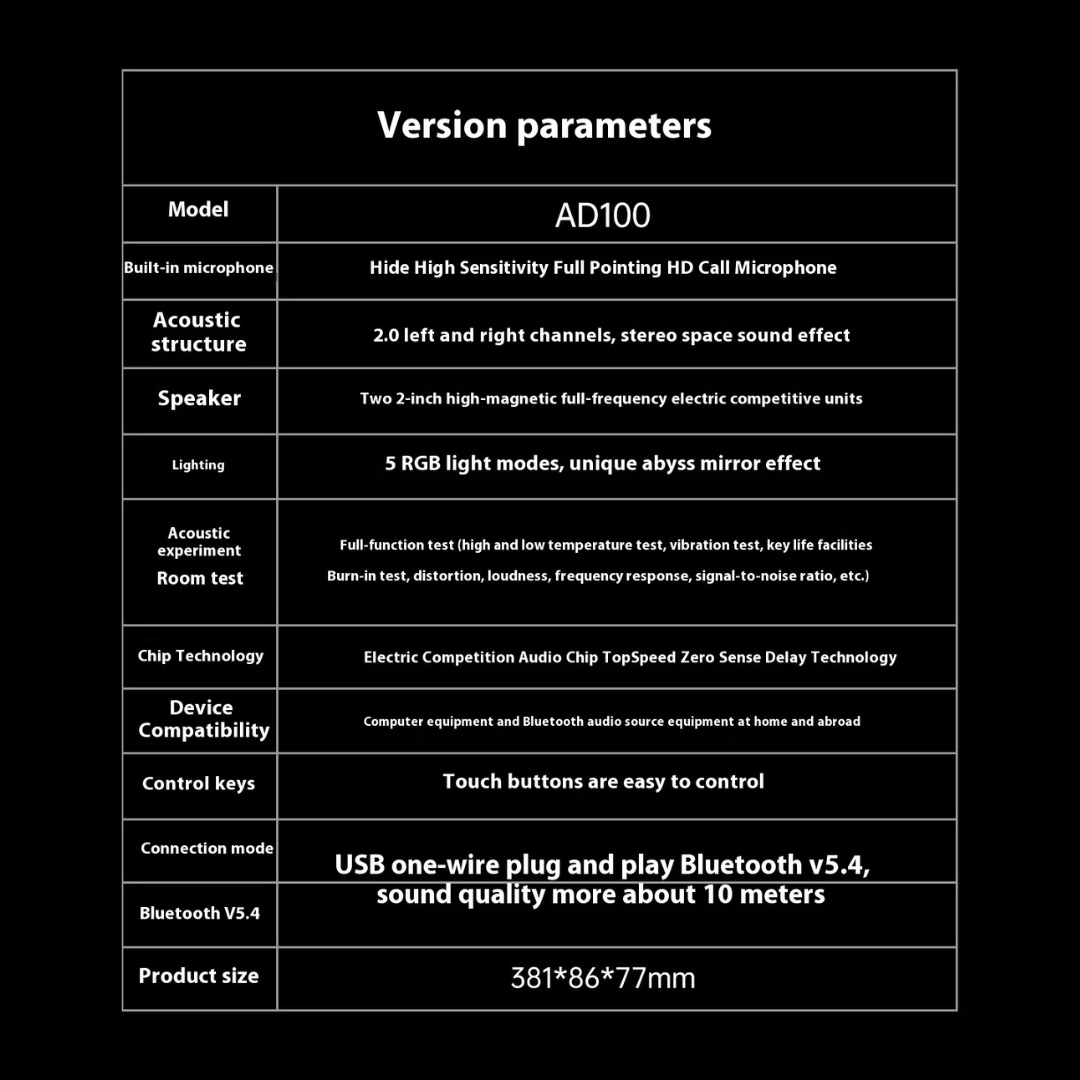 AULA AD100 Gaming Speaker Dual Mode BT5.4 Bluetooth Soundbar 2.0 Sound ...