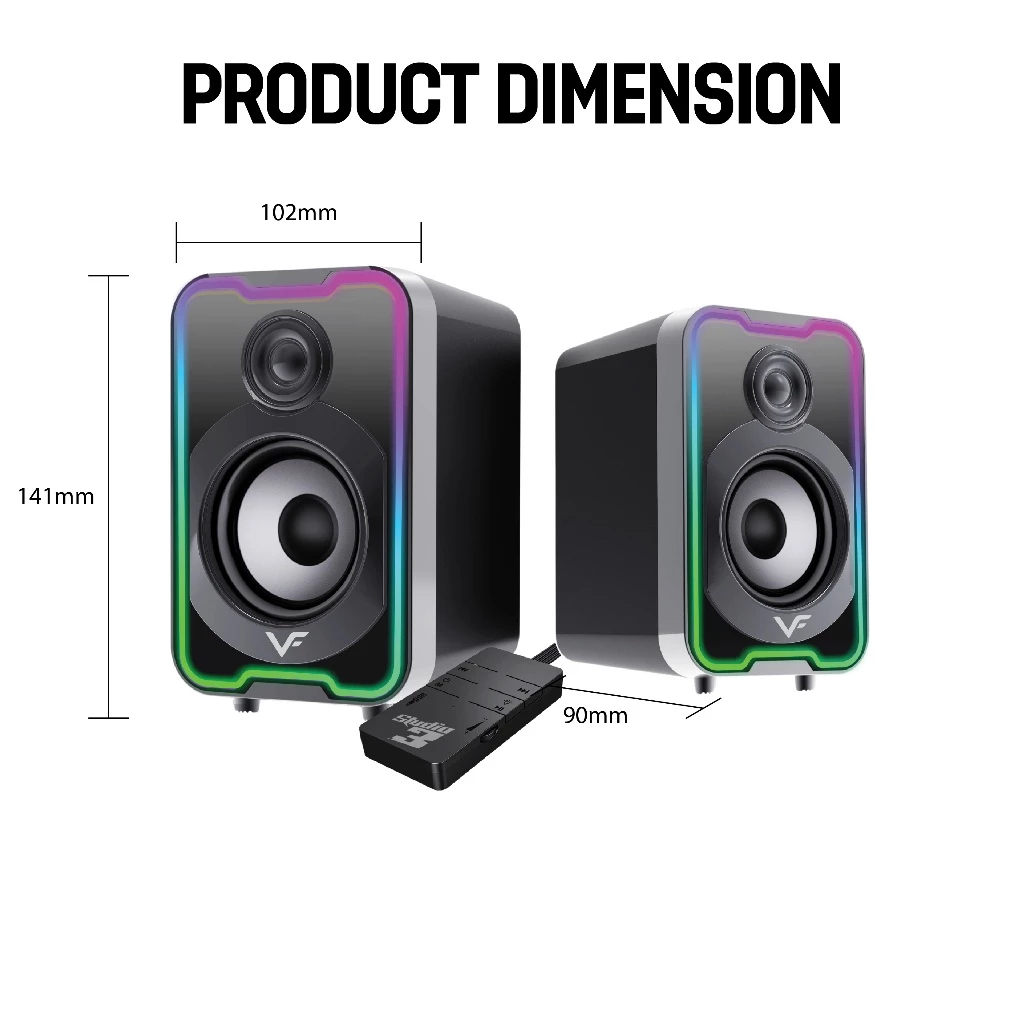 Vinnfier VF Studio 3 20W USB Powered 2.0 RGB PC Audio Bluetooth Speaker ...