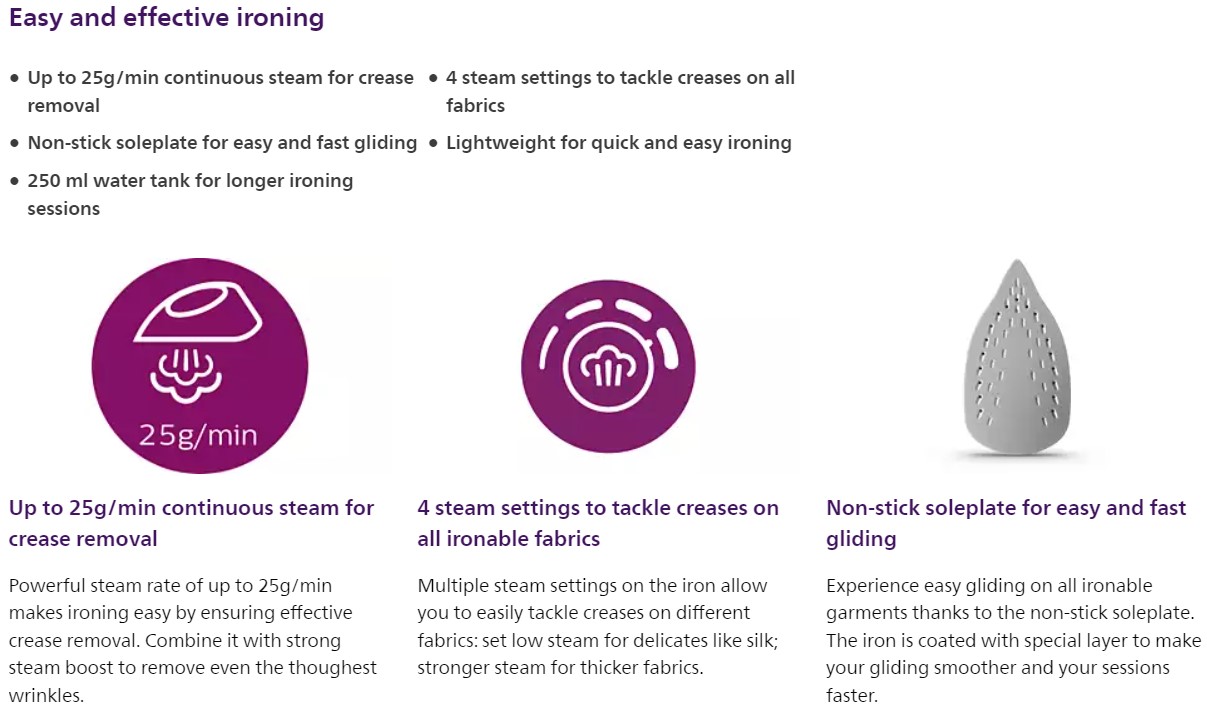 Philips 2000W Non-Stick Soleplate Steam Iron DST2010/40 | Shopee Malaysia