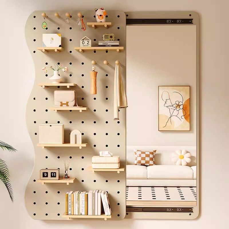 Side rack decorative rack solid wood perforated board rack dressing ...