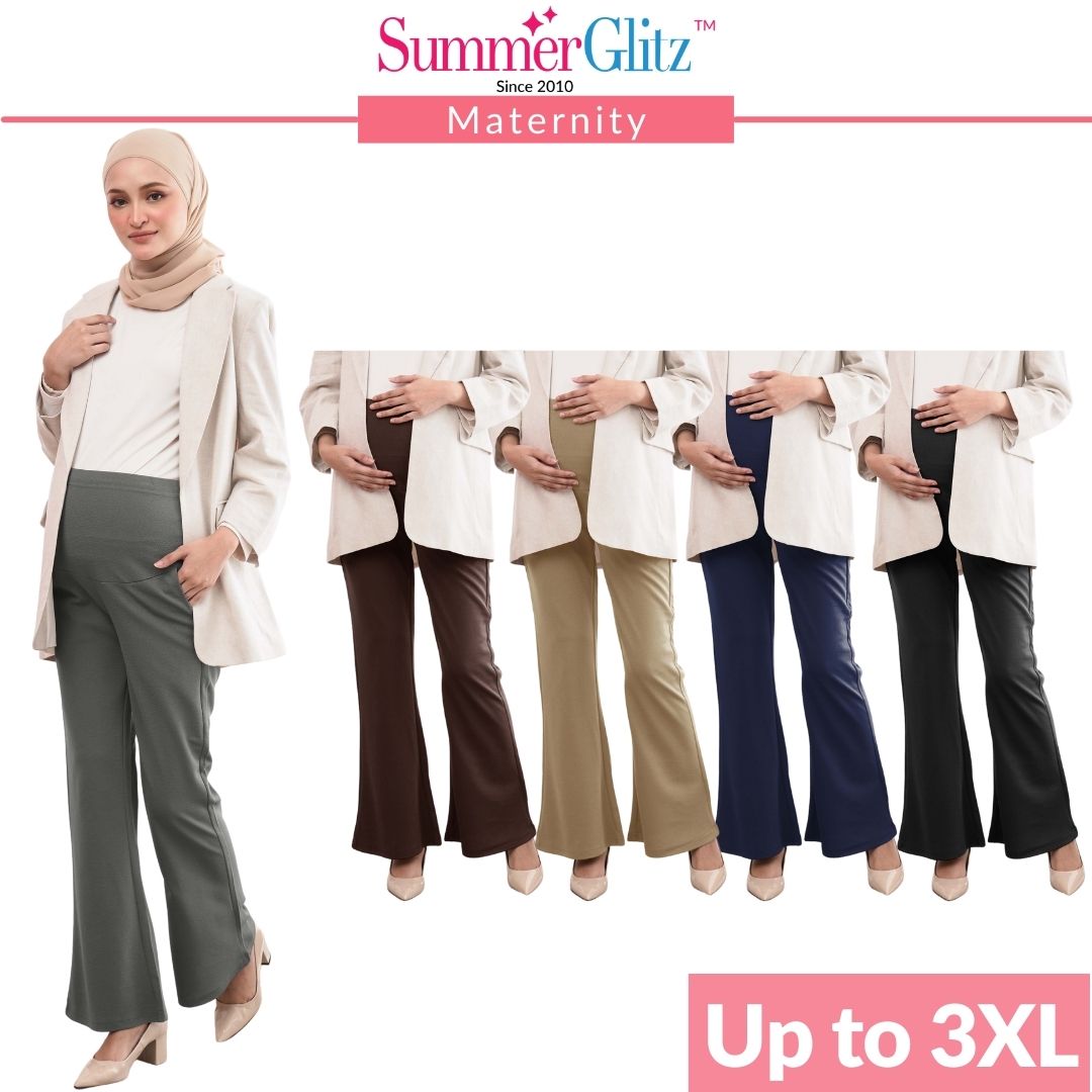 SUMMERGLITZ Maternity Pants Ironless Stretchable Comfy Bell Bottom ...