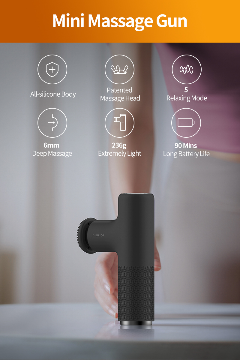 Philips Black Mini Massage Gun Super Light Portable Fascia Gun for ...