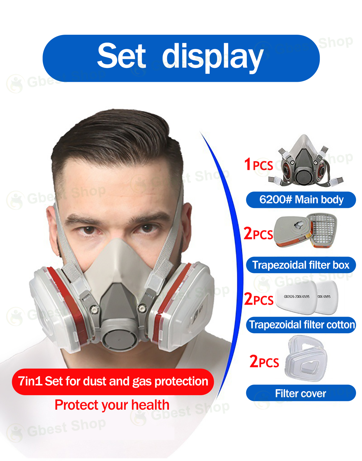 Gas Mask Half Face protection Toxic Vapor Filter Cotton Dust Chemical ...