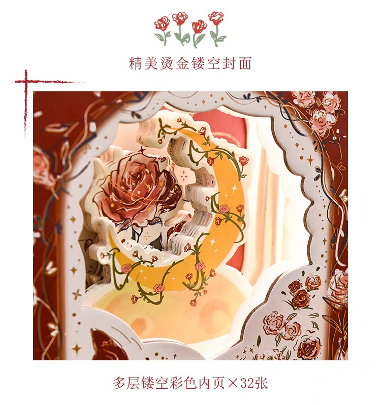 Ready Stock Rose Hollow Design Colorful Notebook with Color Inner Sheet ...