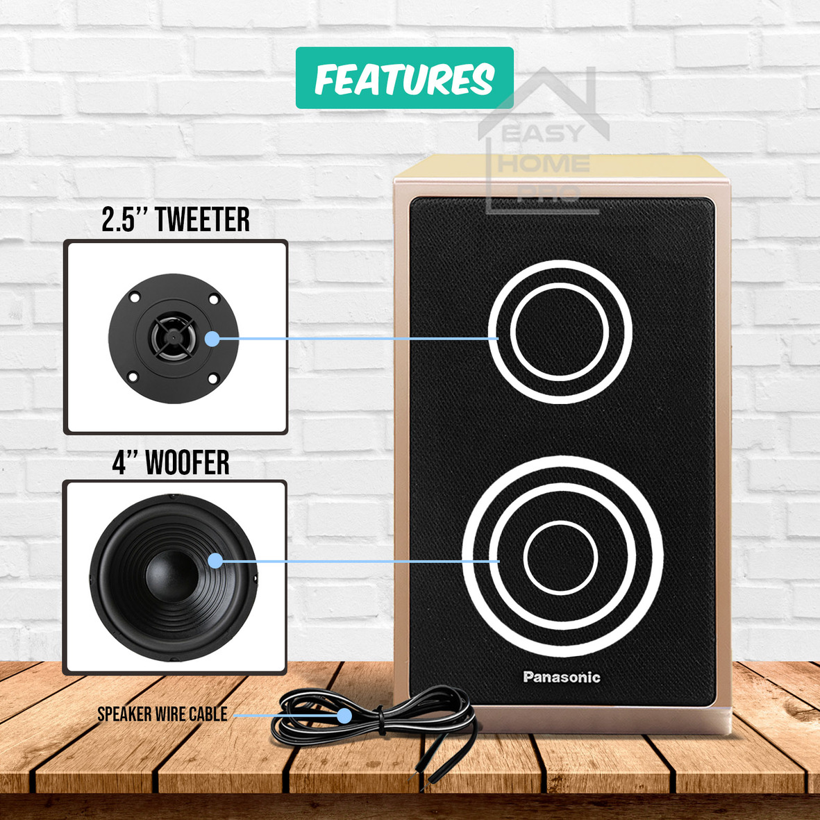 PANASONIC SP-PM770 4" Passive Speakers Bookshelf Speakers Pair | Home ...