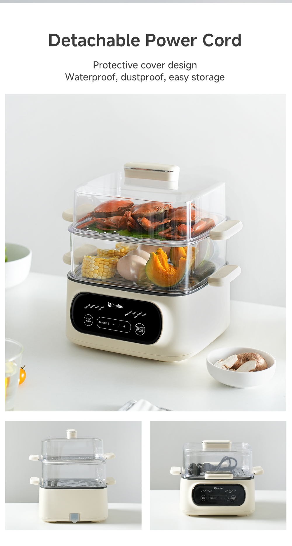 Simplus Electric Food Steamer | 2-Tier 11L Capacity |2-in-1 Steam and ...
