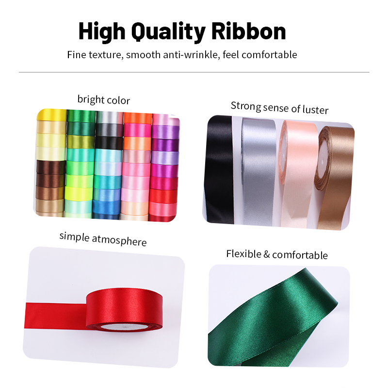 4cm 25Yards Single Sided Satin Ribbon Ribbon Gift Flower Bouquet ...