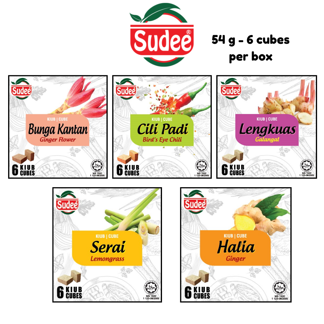 SUDEE Instant Cube Paste - Halia Ginger | Serai Lemongrass | Bunga Kantan | Lengkuas | Cili Padi ...