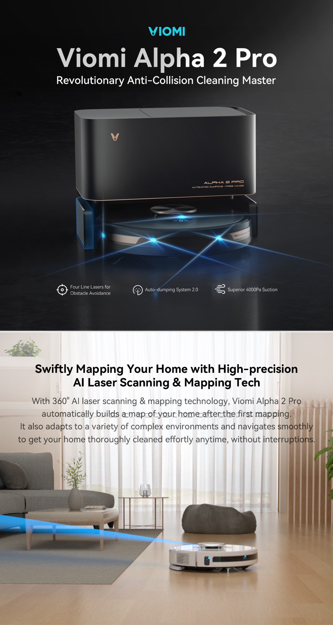 Viomi Alpha 2 Pro Smart Robot Vacuum Cleaner | Self Empty | 4000pa ...