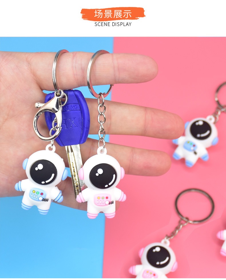 Cute Cartoon Design Astronaut Keychain Mini Spaceman Keychains Key Ring ...
