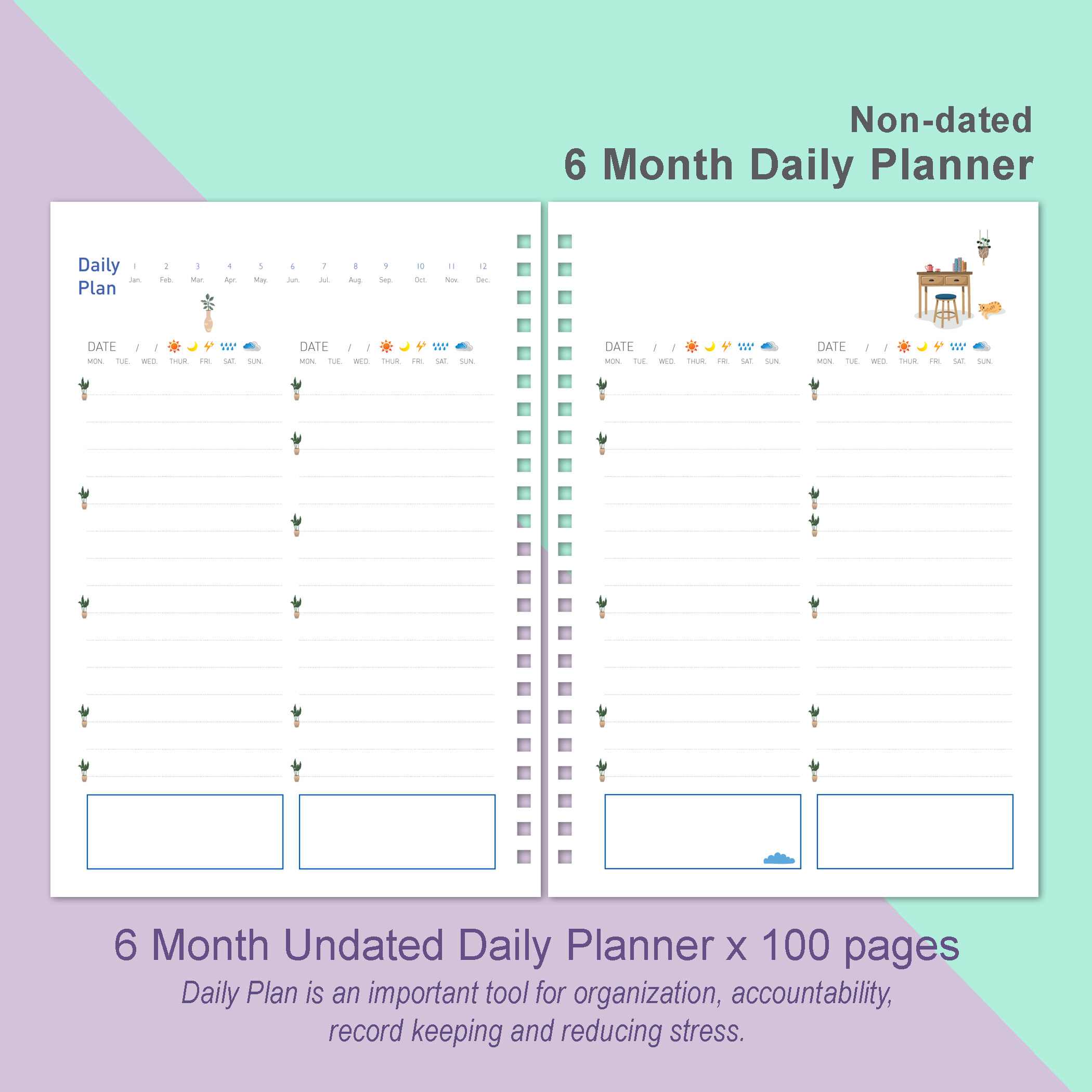 A5 Undated DIY Wire O 2025 planner diary week month year planner ...