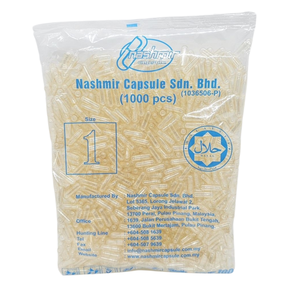 Nashmir Kapsul Kosong HALAL Size 1 (1000pcs) / Gelatin Empty Capsule ...