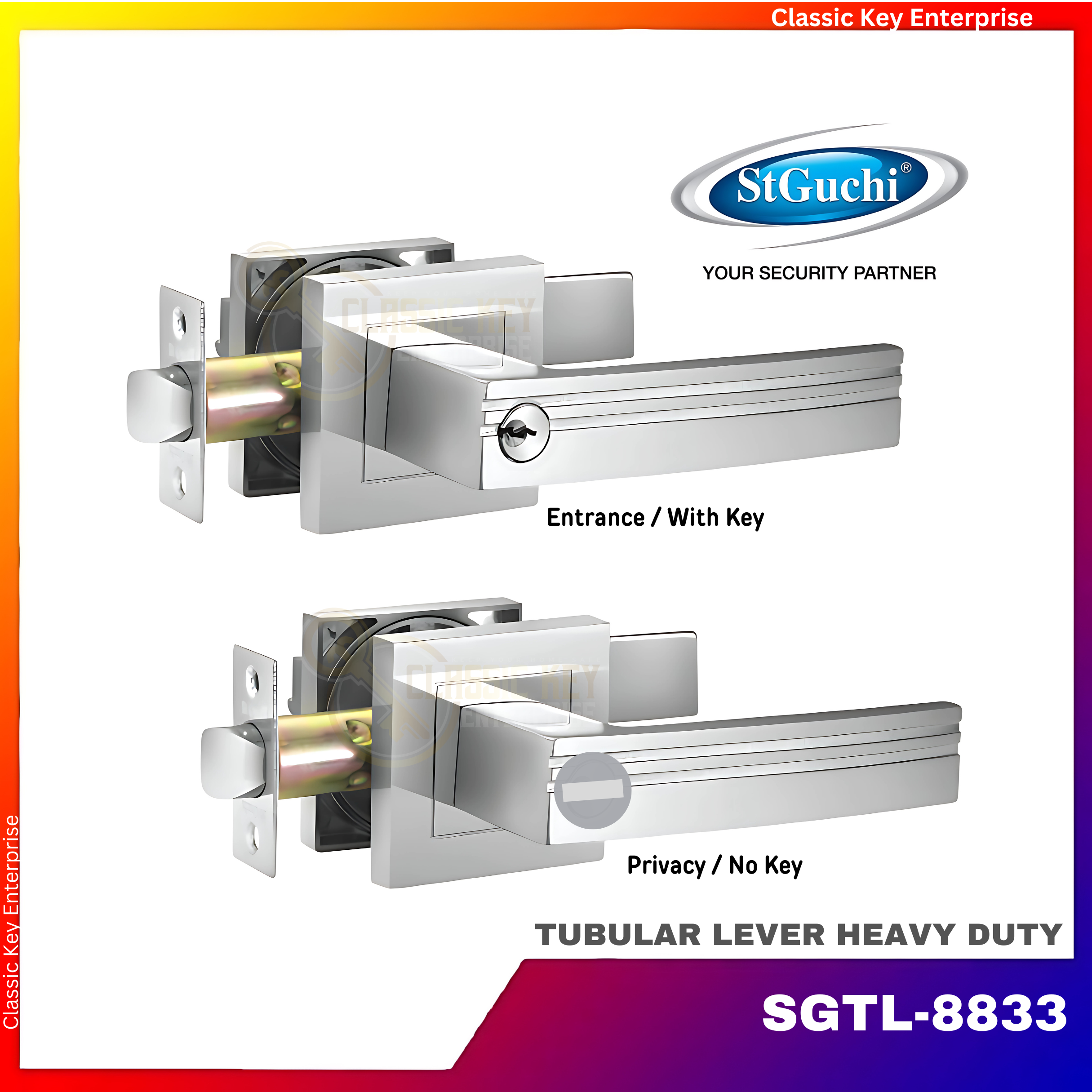 St Guchi Tubular Lever Door Lock SGTL-8833 Heavy Duty (Entrance ...