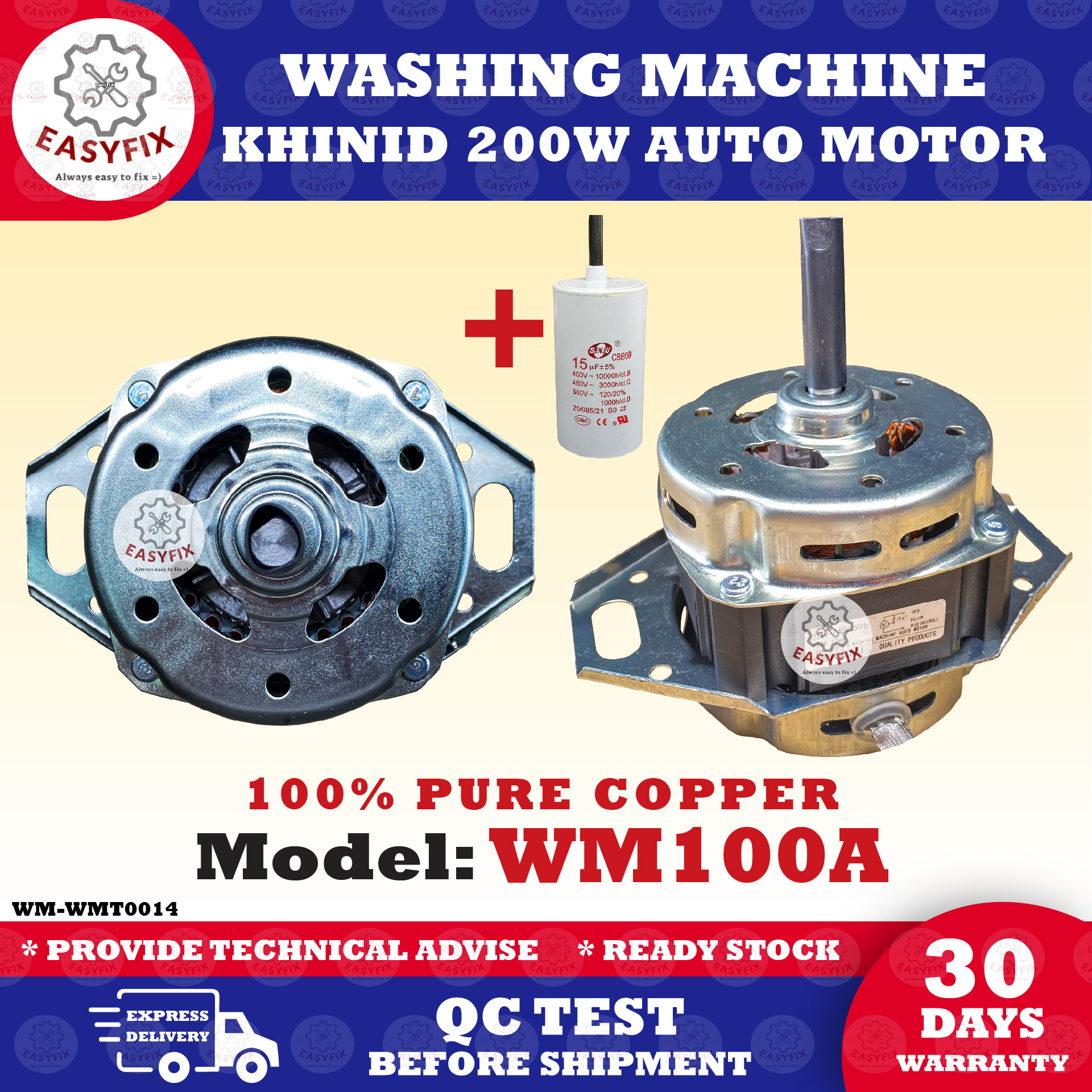 WM100A KHIND WASHING MACHINE FULLY AUTO MOTOR 200W WASH MOTOR MESIN ...