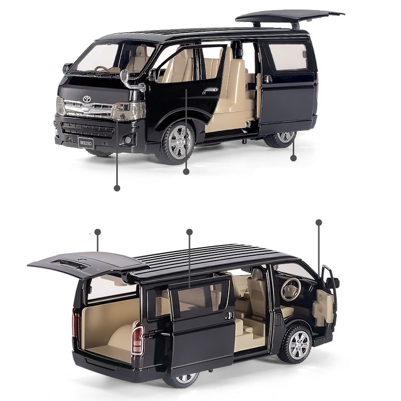 Diecast toy car 1:32 Toyota Liteace Van with sound light and pullback ...