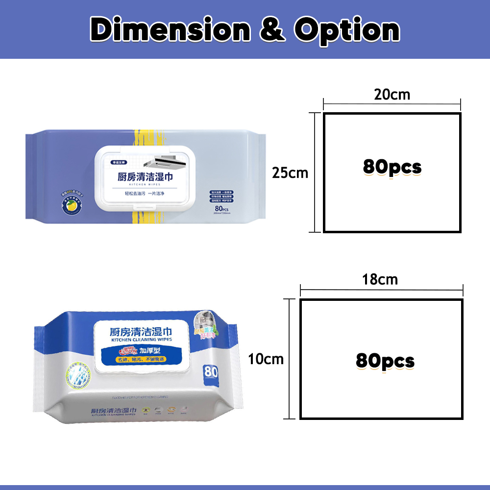 [80 PULLS/PACK] Innohut Disposable Kitchen Wet Wipes Degreasing Lap ...