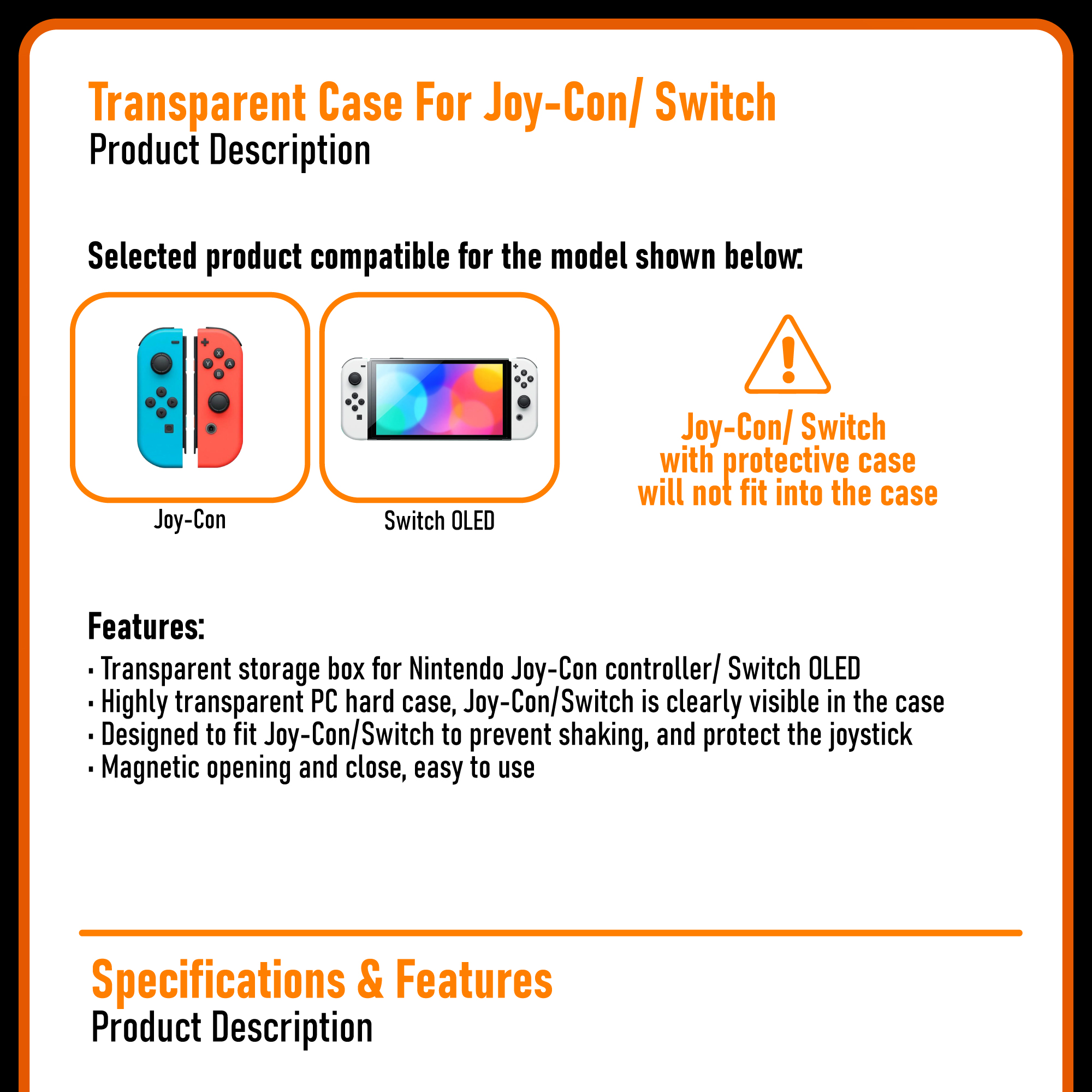 IINE Nintendo Switch OLED and Joycon Joy Con Transparent Storage Box ...