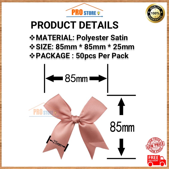 Ribbon Satin Ready Made Width 2.5 (50PCS) Reben Gift DIY Riben Hadiah ...