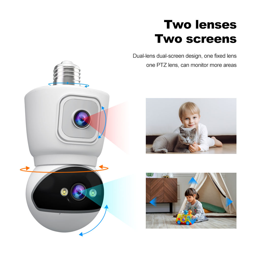 SriHome SH067 Bulb Dual Lens Wifi Camera CCTV 1080P FHD 360° Panoramic ...