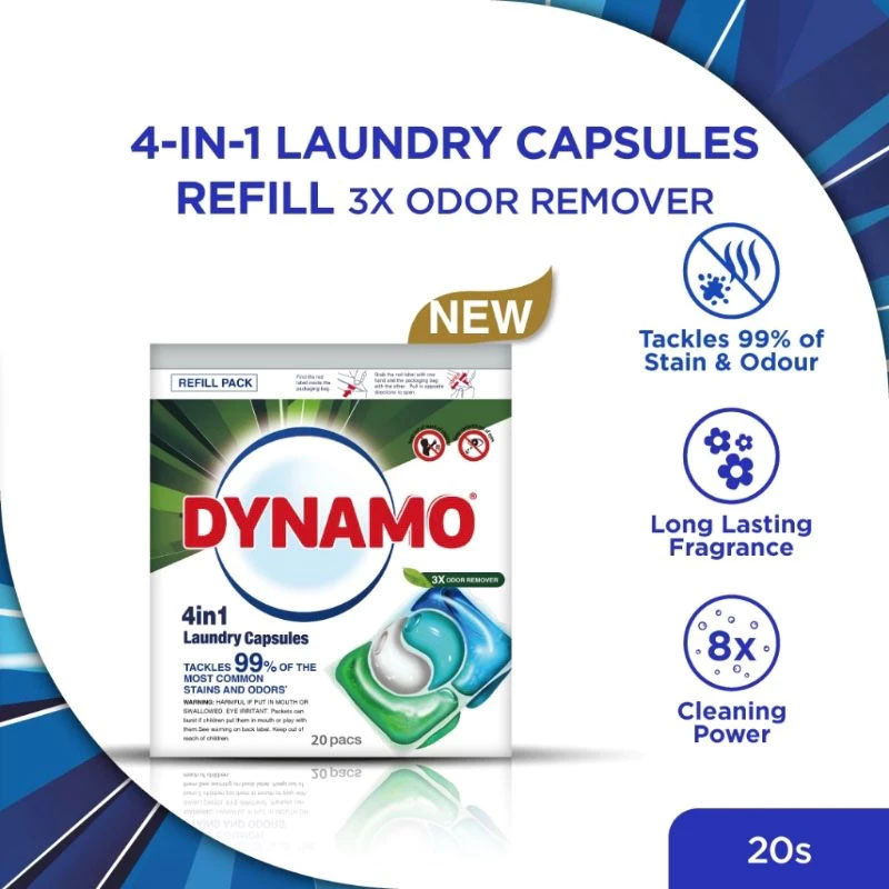NEW SERIES!! DYNAMO 4In1 Laundry Capsules 20pcs (Odor Remover/Colour ...