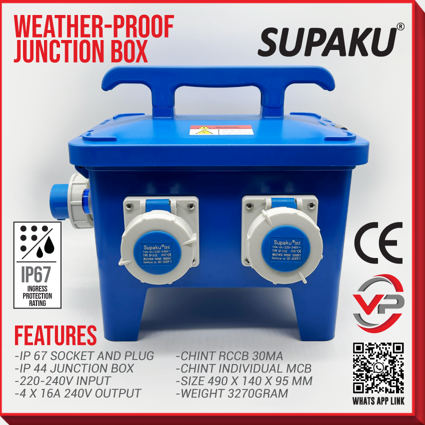 SUPAKU CEE 4240V IP65 JUNCTION BOX 240V / DB BOX 240V SOCKET BIRU ...