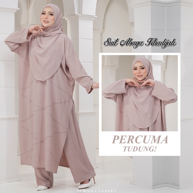 Baju Muslimah Set Seluar Tudung Blouse Labuh Pants Umrah Suit Women ...