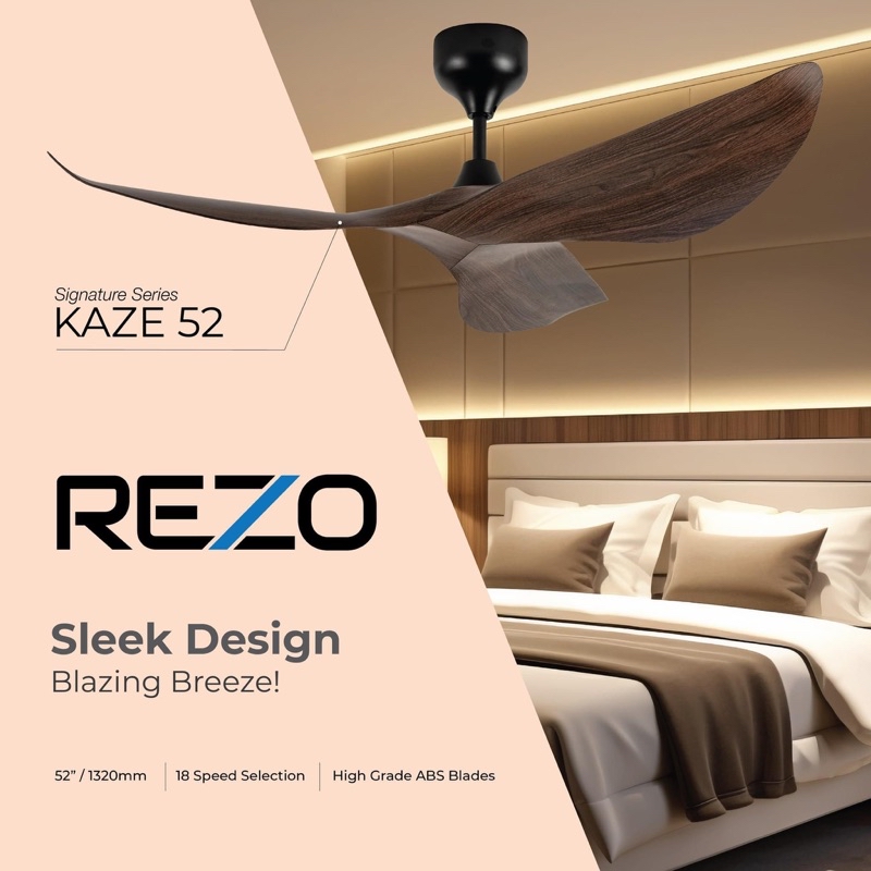 REZO KAZE 52” / 38” inches DC Motor Remote Control Ceiling Fan/ Kipas ...