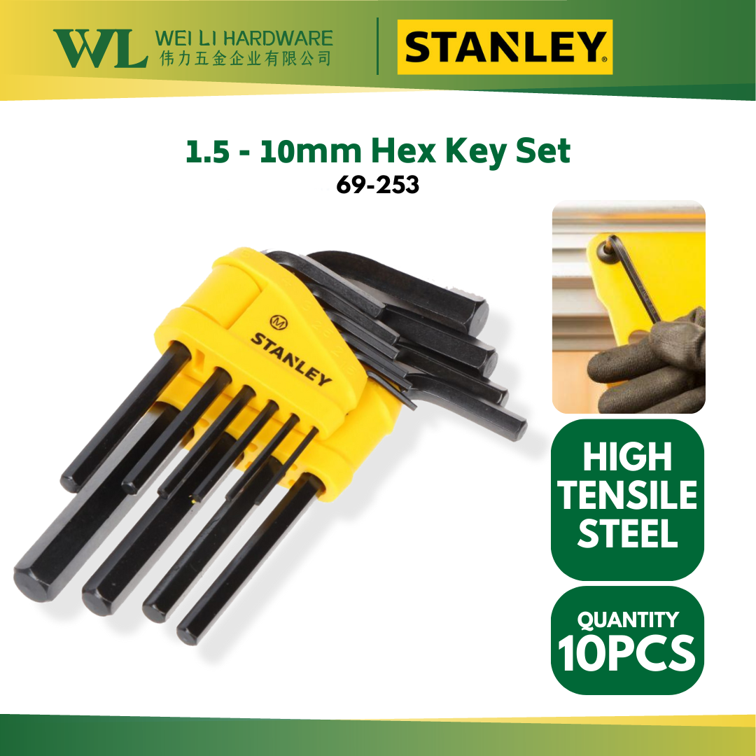 STANLEY Original 10Pcs MM Size Hex Key Set Heavy Duty 69-253 / Allen ...
