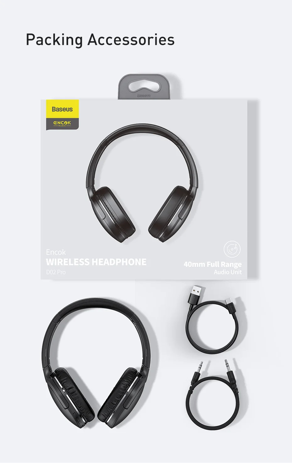 Baseus D02 Pro Bluetooth Earphones Stereo Wireless 5.3 HIFI Foldable ...