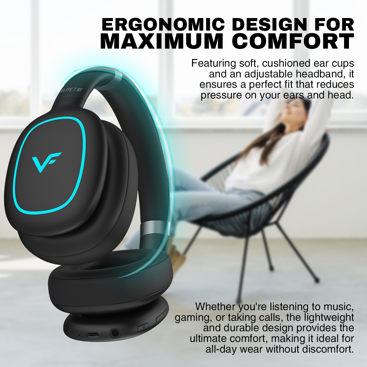 Vinnfier VF Elite 7 FM Radio Bluetooth Headphone Wireless Headphone ...