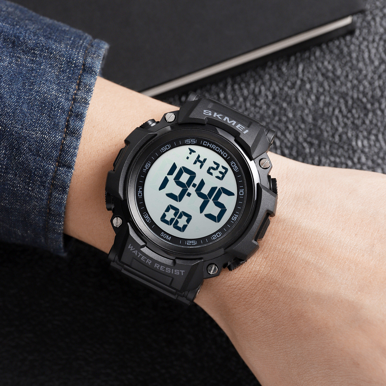 SKMEI 1886 Men Women Waterproof Sport Watch Digtal LED Light Display ...