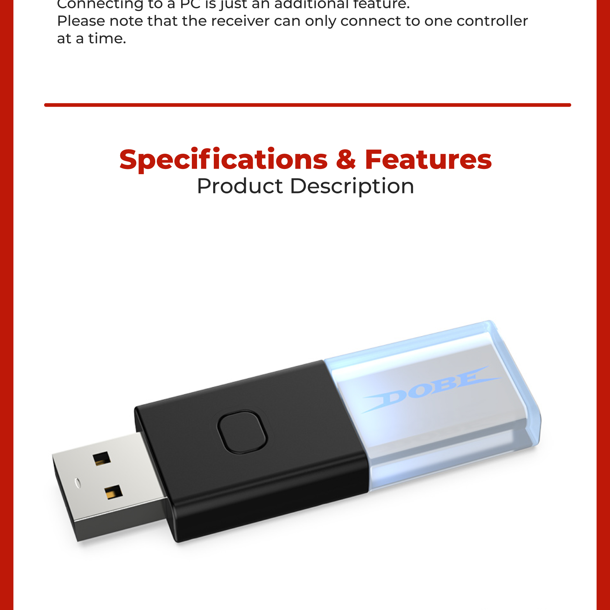 DOBE Bluetooth Controller Receiver Wireless USB Adapter PS4 PS5 XBOX ...