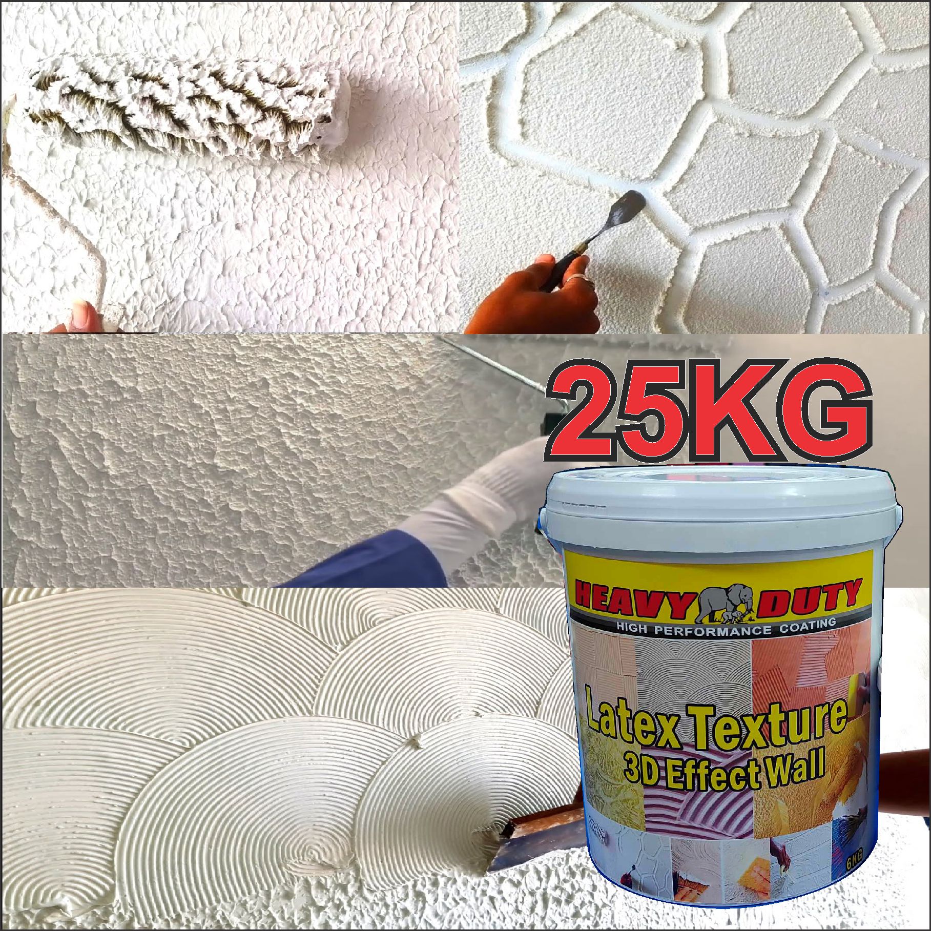 ( 25KG ) LATEX TEXTURE PAINT 3D EFFECT WALL WHITE ( HEAVY DUTY ) NON ...