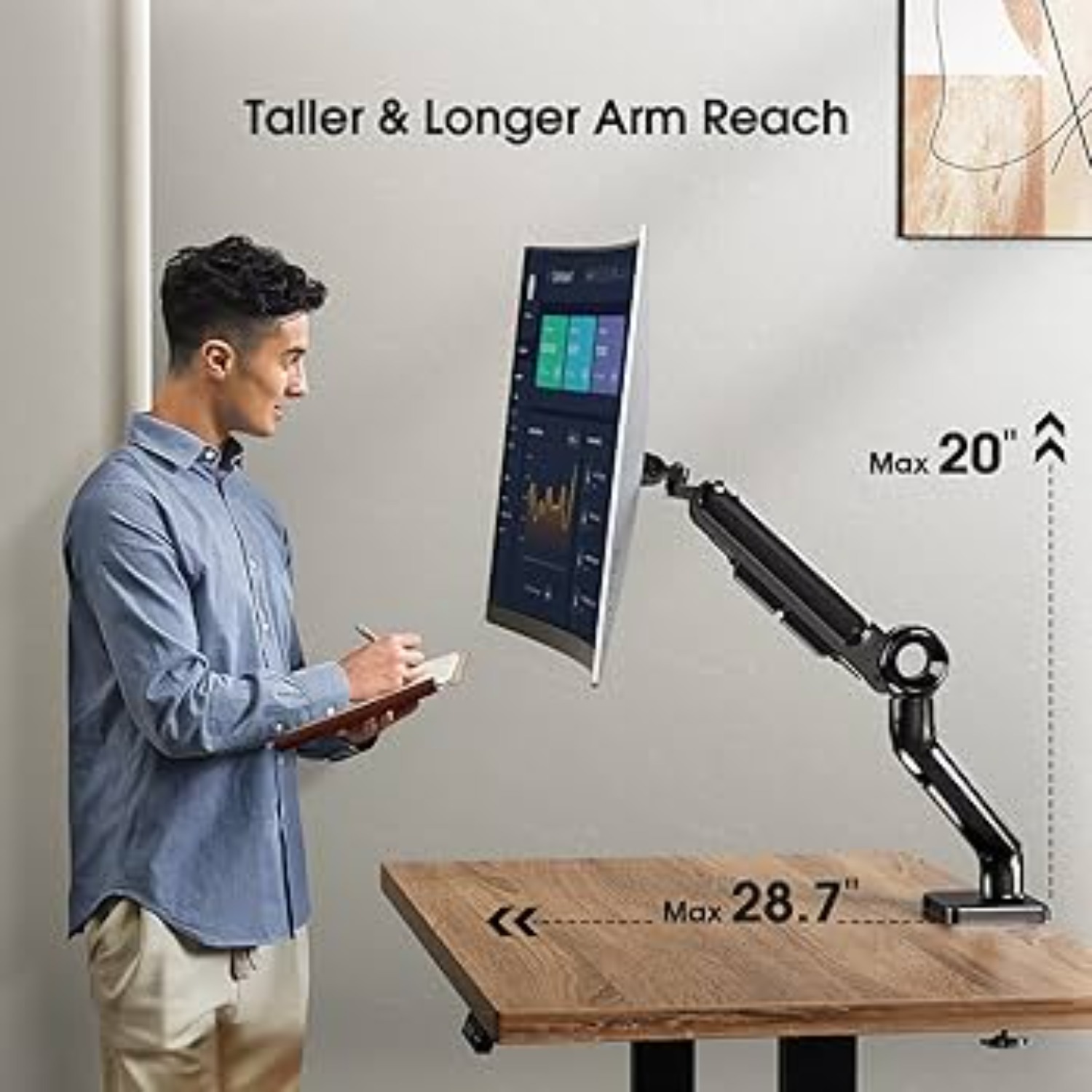THRONMAX Heavy-Duty RGB Gaming Monitor Arm with RGB Lighting 27" - 45 ...