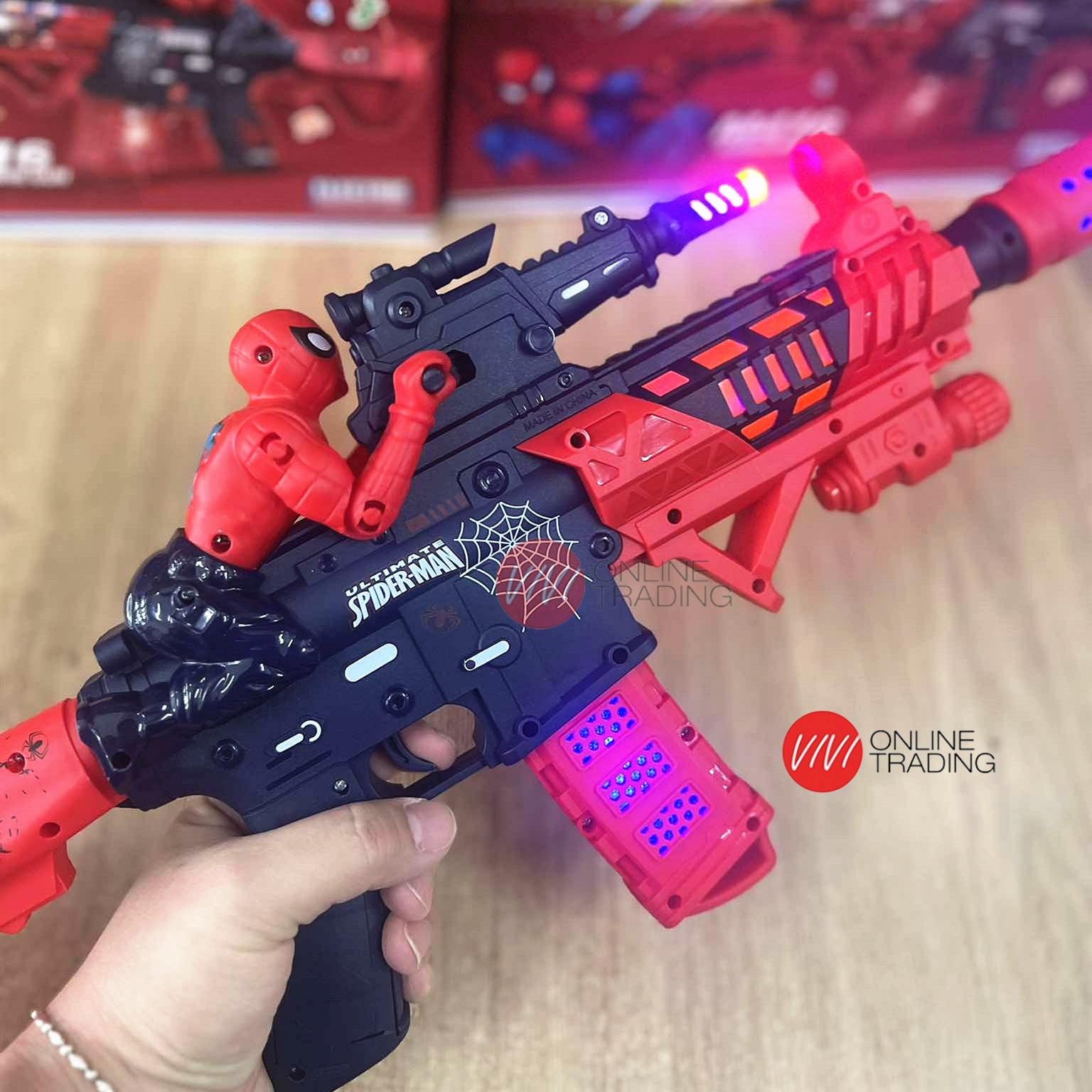 Spiderman Submachine Gun Toys Gun for Children with Light and Music ...