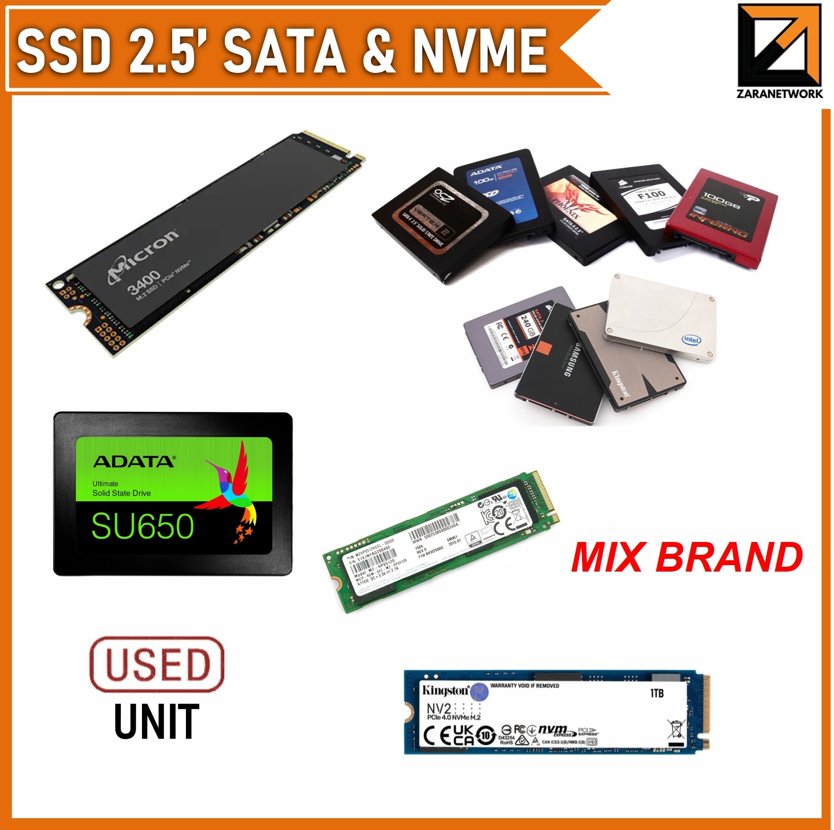 SSD STORAGE ( 256GB / 512GB / 1TB / 2TB / 4TB ) MIX BRAND SSD 2.5" SATA ...